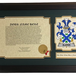 Slater or Slator Coat of Arms Last Names Surnames Family - Etsy