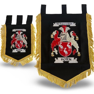 Embroidered Family Coat of Arms Banner - Surname Crest Genealogy ...