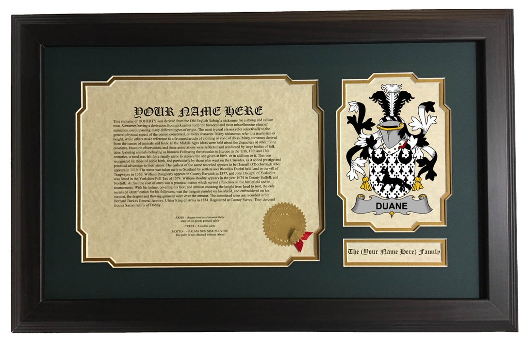 Duane or O'devine Coat of Arms Last Names Surnames - Etsy
