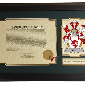 Fox Coat of Arms Last Names Surnames Family Names Crests - Etsy