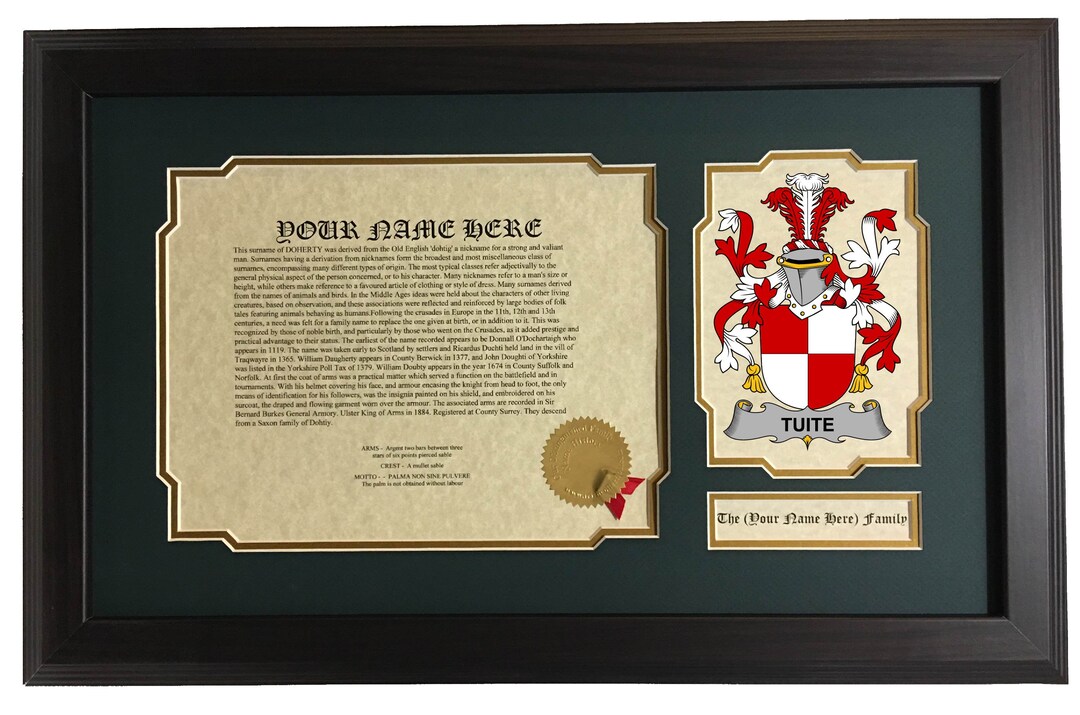 Tuite Coat of Arms Last Names Surnames Family Names - Etsy