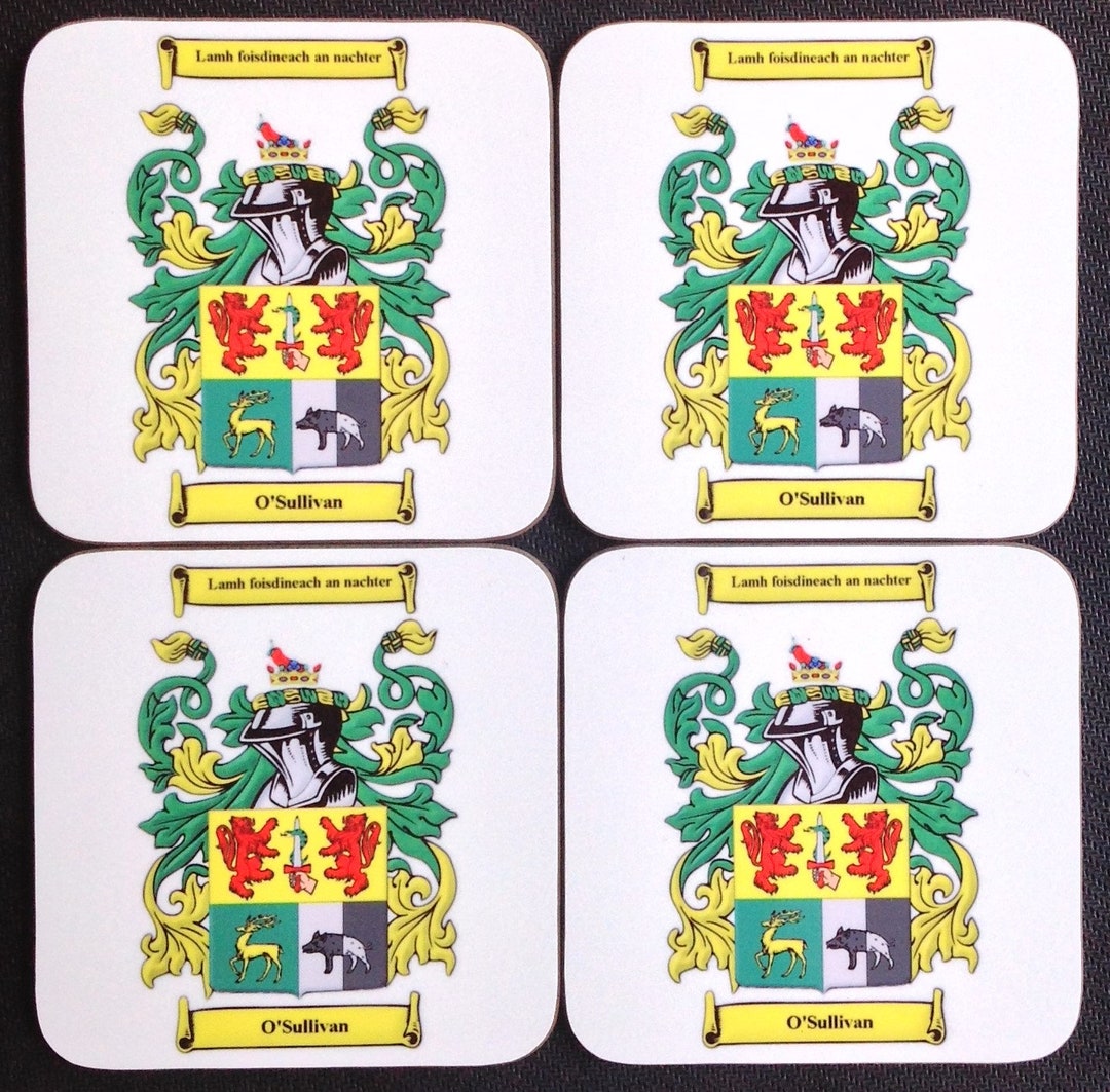 Family Crest Coasters, Coat of Arms Coasters, Personalized Family Name ...