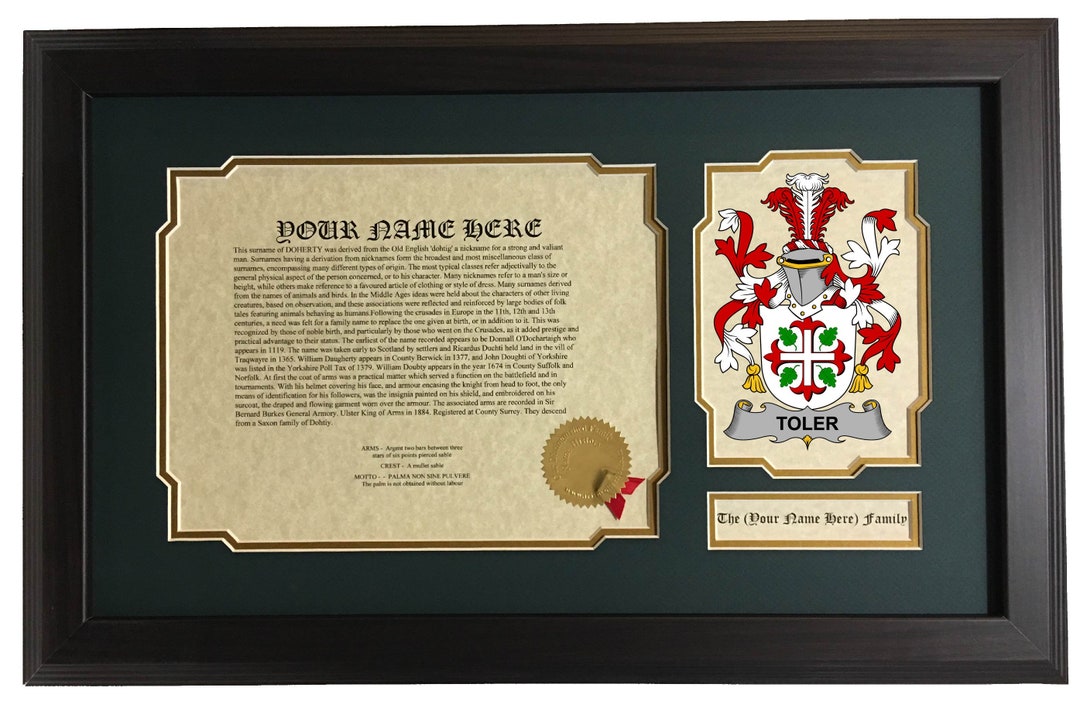 Toler or Toller Coat of Arms Last Names Surnames Family - Etsy