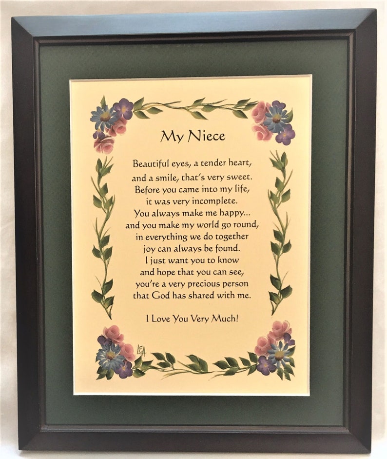 Personalized Niece Poem Gift From Aunt Uncle Birthday Christmas Love ...