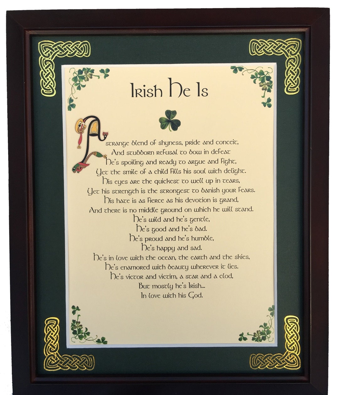 Irish He Is, A Strange Blend of Shyness, Pride and Conceit - Framed ...