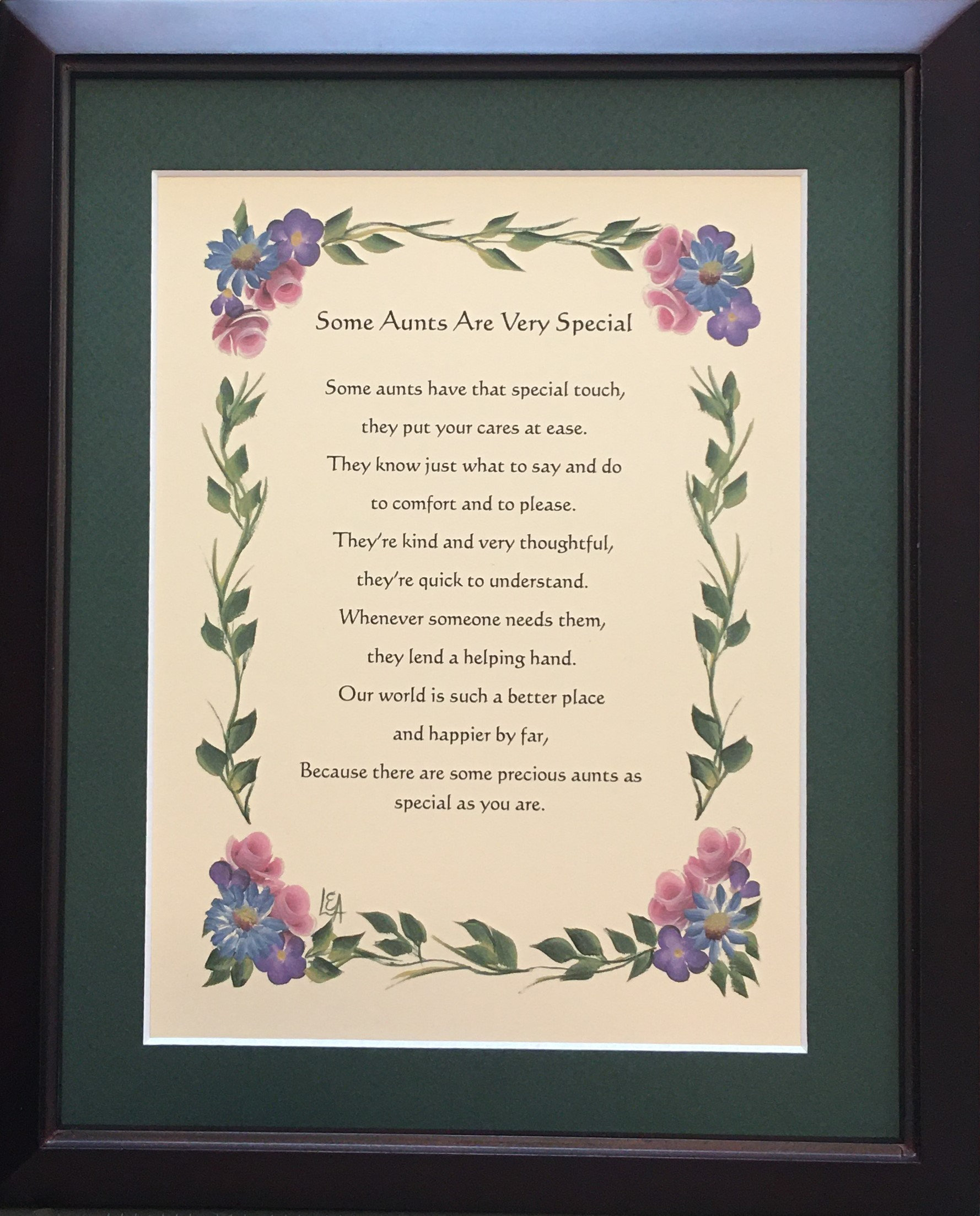 Framed Aunt Poem, Floral Art Print, Special Aunt Gift - Etsy