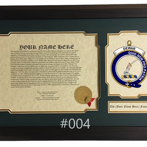 Dewar Clan Crest Badge and History Framed - Etsy