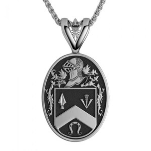 Coat of Arms - Family Crest Pendant - Large Oval Shield Pendant With ...