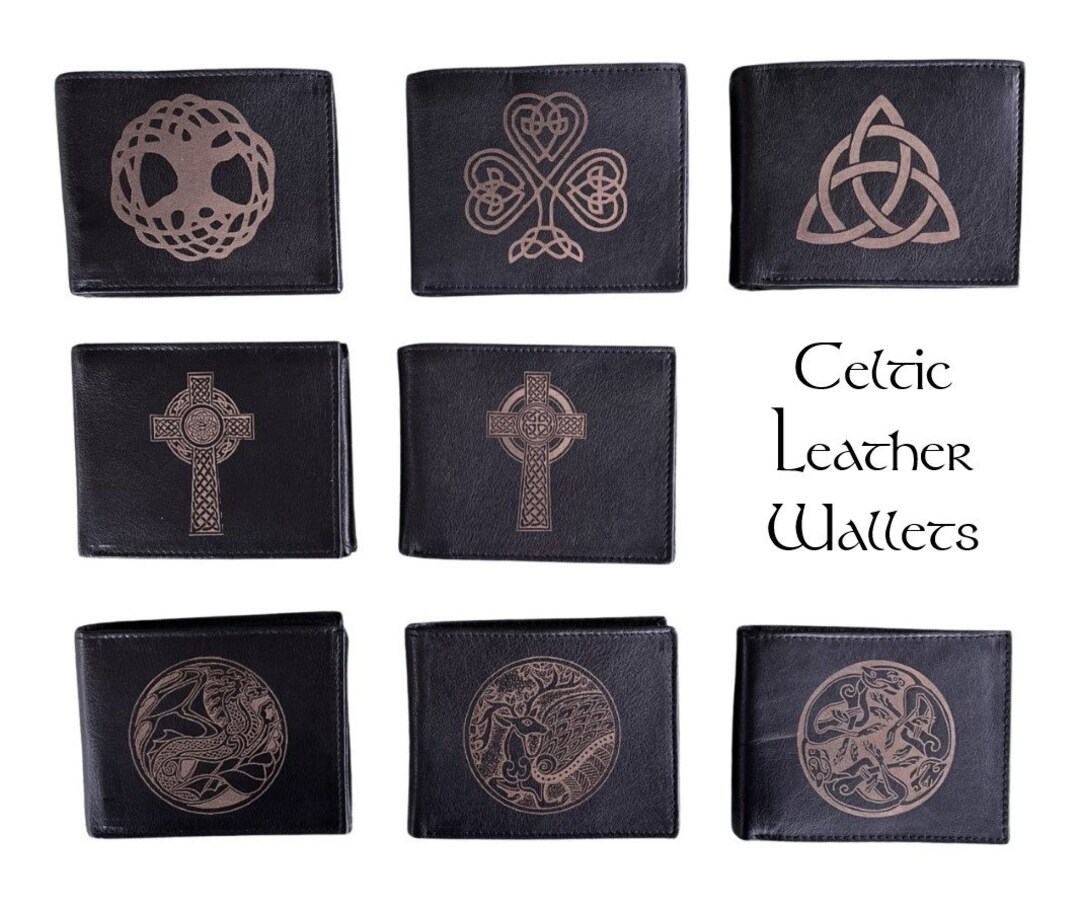 Celtic Wallet - Black Laser Engraved Leather Wallet - Etsy