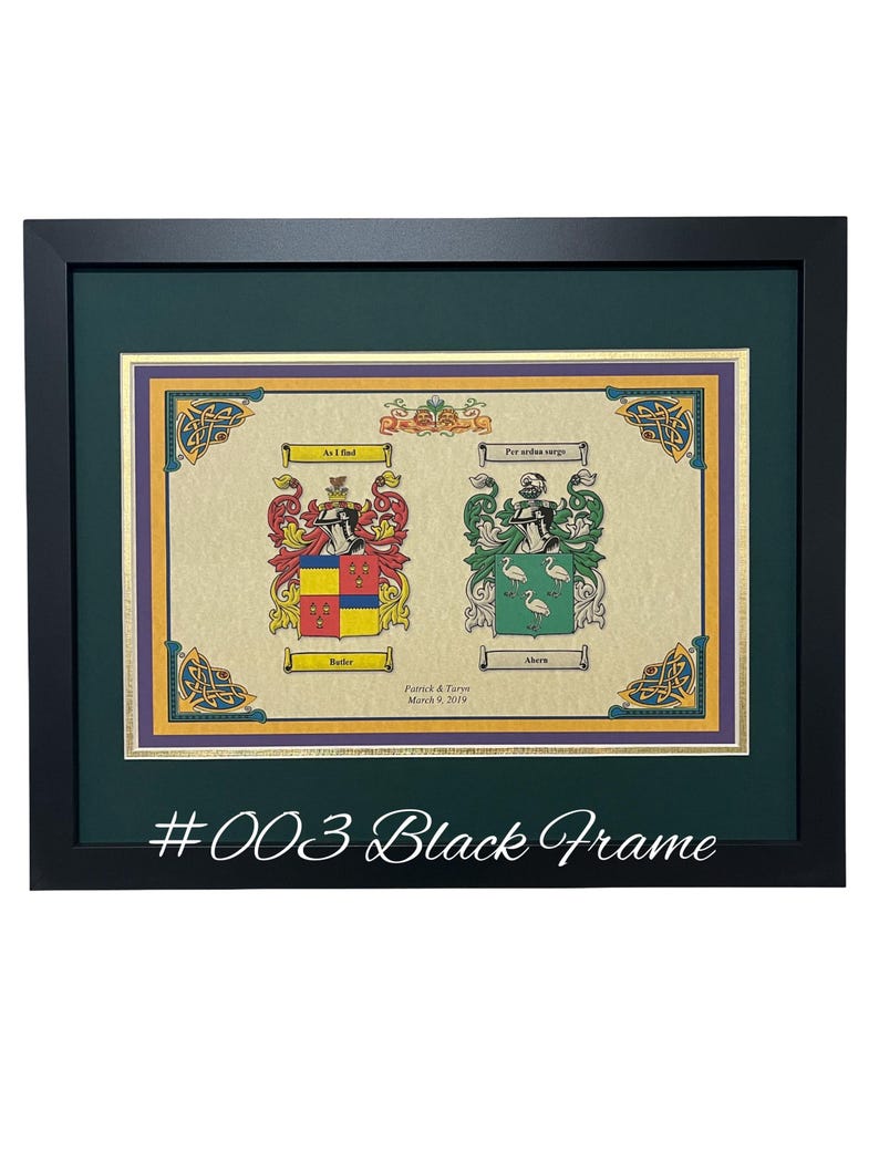 Wedding Coat of Arms Double Crest Framed With Histories Anniversary ...