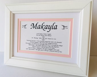 First Name Origin and Meaning Print Framed and Matted Any Name ...