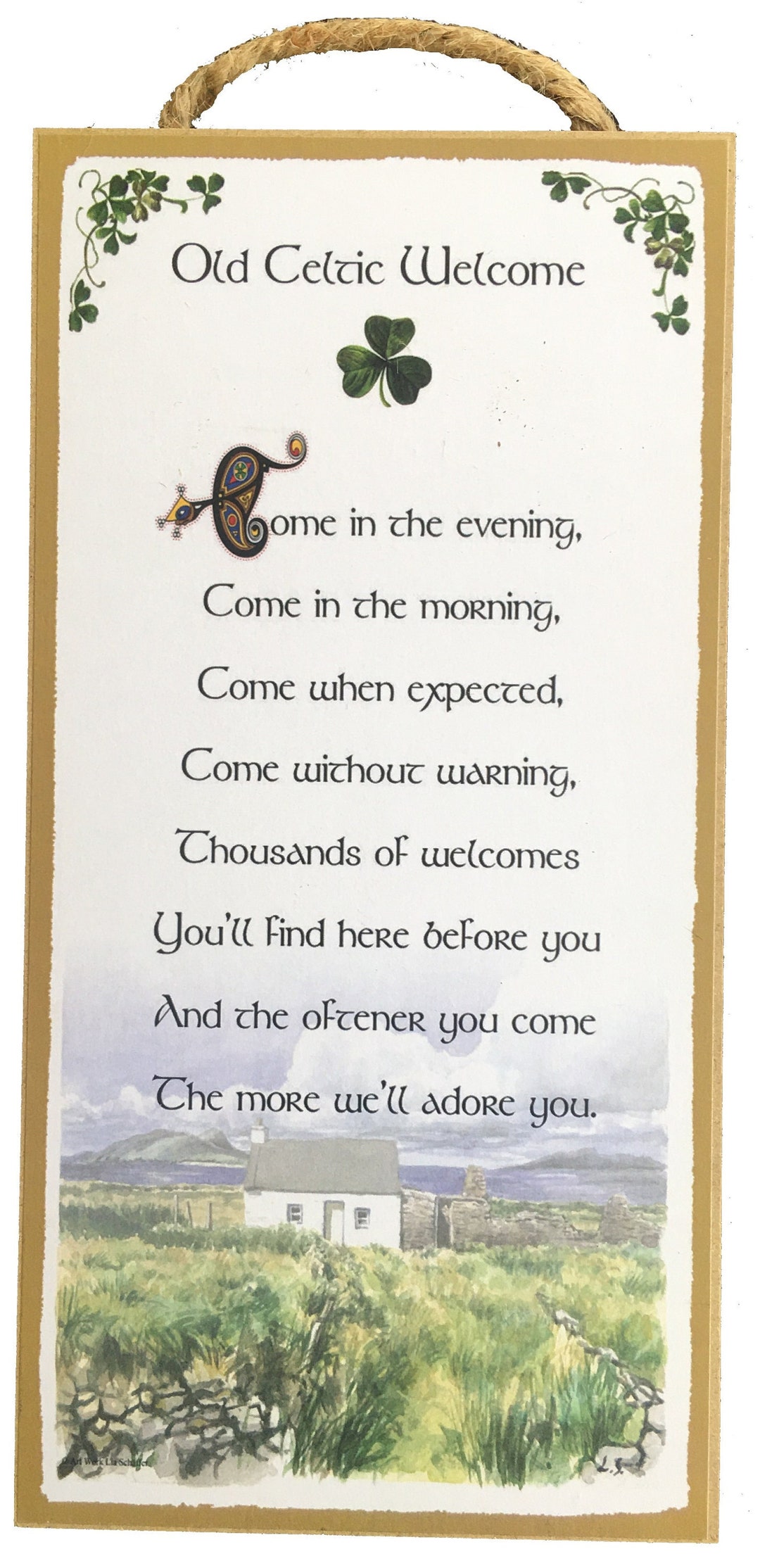 Old Celtic Welcome - Irish Home Blessing - 5x10 Inch Hanging Wooden ...