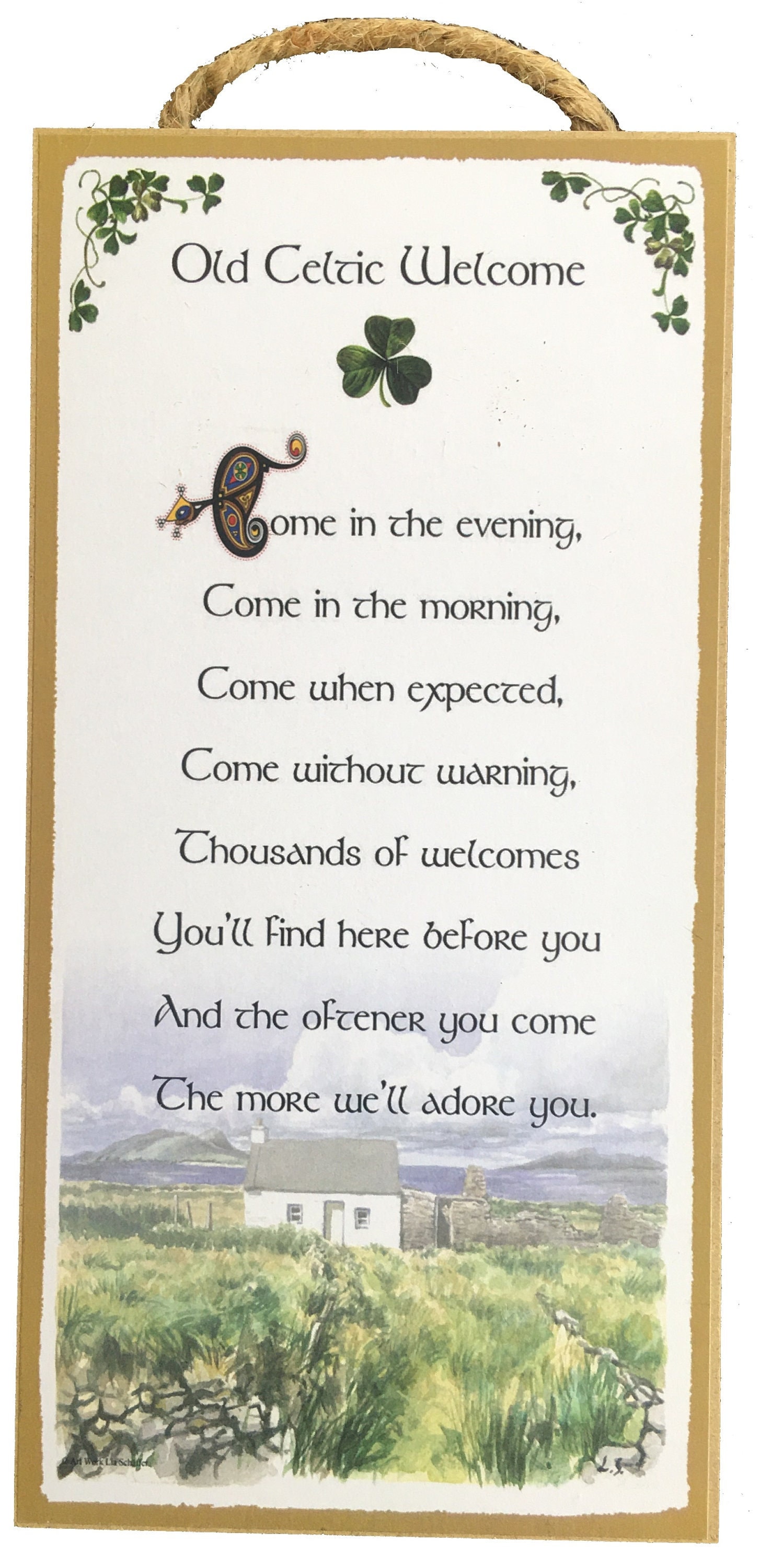 Old Celtic Welcome - Irish Home Blessing - 5x10 Inch Hanging Wooden ...