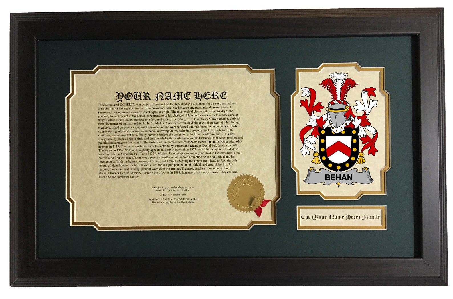 Behan Coat of Arms Last Names Surnames Family Names | Etsy