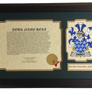 Darcy or Dorsey Coat of Arms Last Names Surnames Family - Etsy