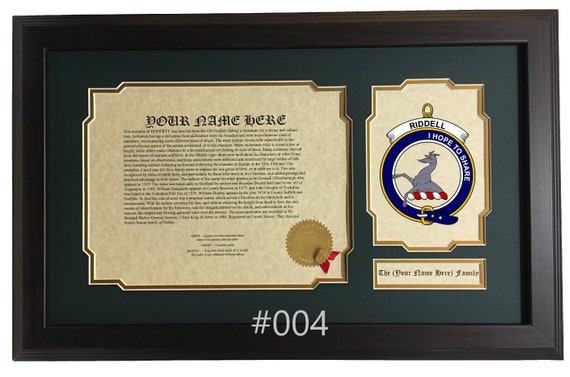 Riddle Clan Crest Badge and History Framed - Etsy