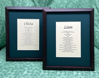 First Name Origin and Meaning Print Framed and Matted Any Name ...
