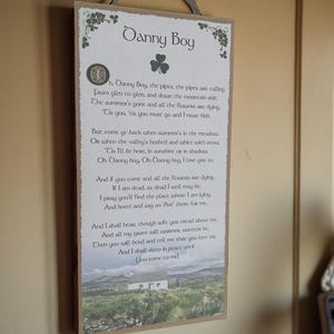 Danny Boy - Irish Song Lyrics - 5x10 Inch Hanging Rustic Wooden Plaque ...
