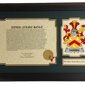 Fanning Coat of Arms Last Names Surnames Family Names - Etsy