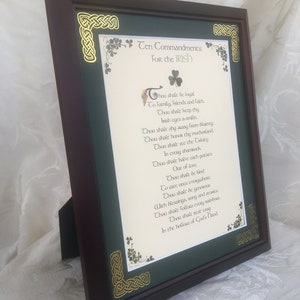 Ten Commandments for the Irish - Personalize With Custom Message ...