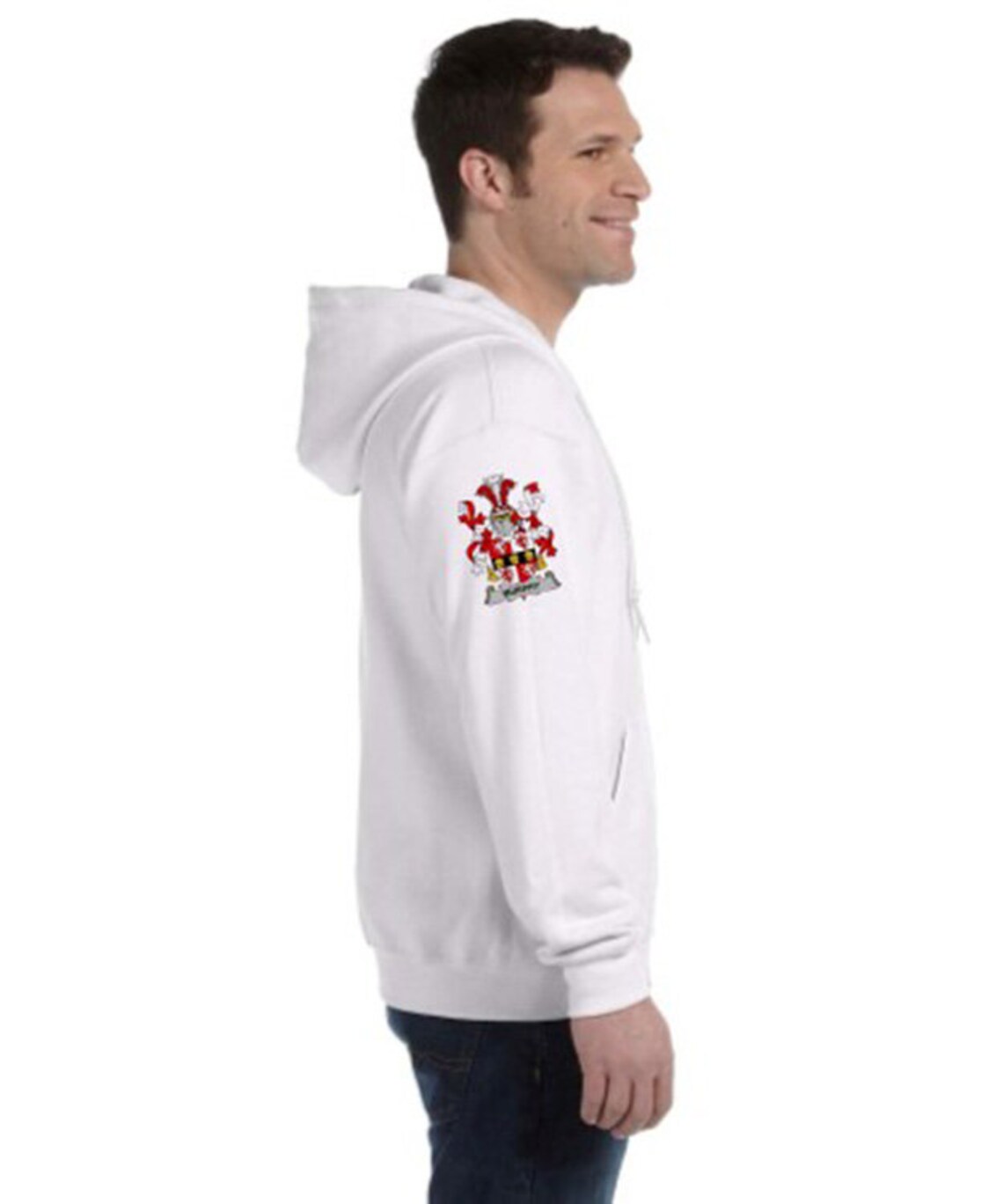 Family Coat of Arms Crest Zipper Hoodie - Ash Gray Last Name Heritage ...