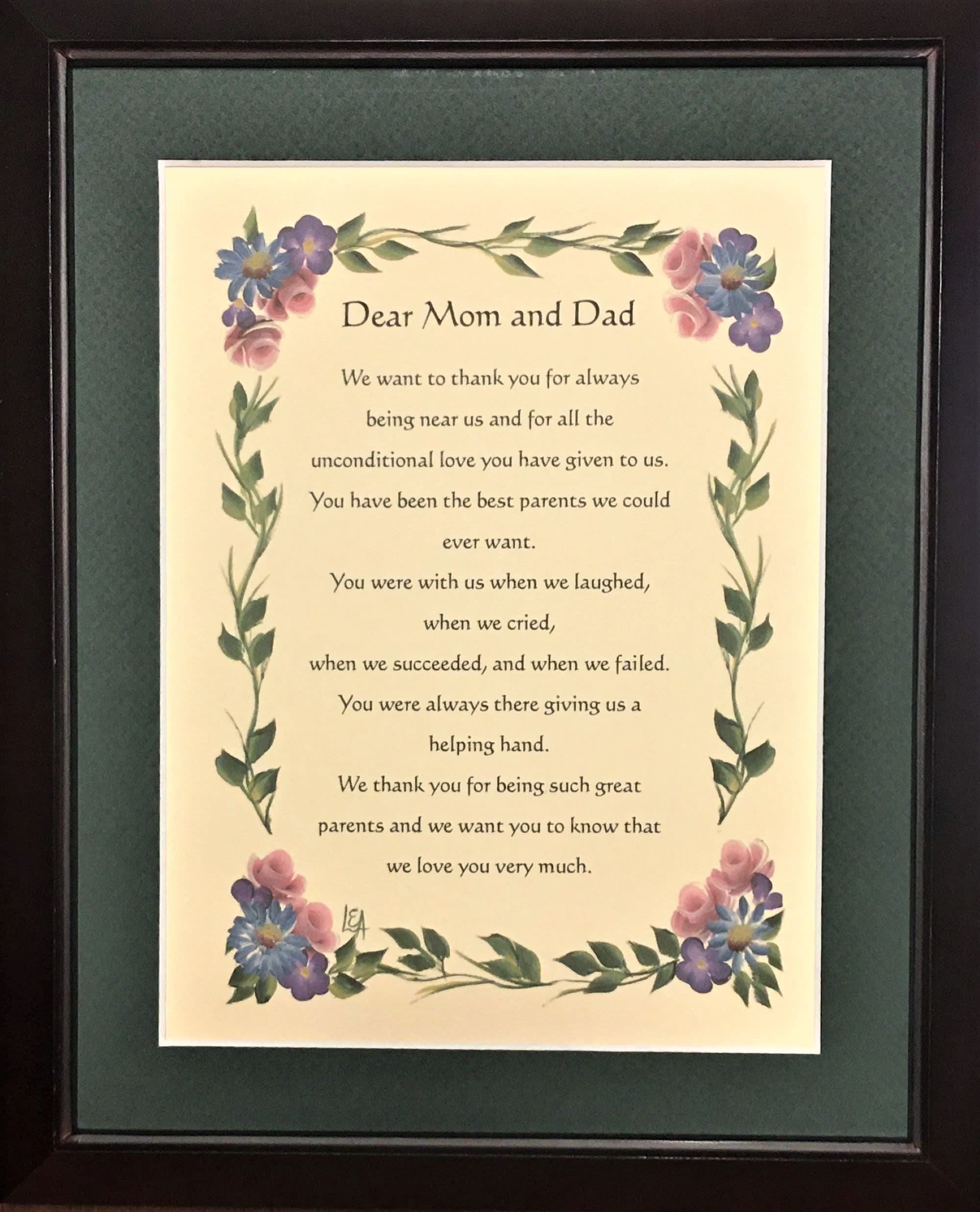 Dear Mom & Dad Mom and Dad Parents Gift from Kids | Etsy