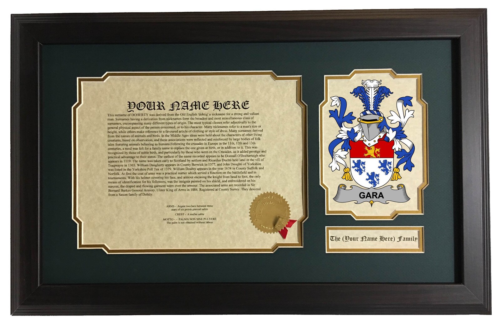 Gara or O'gara Coat of Arms Last Names Surnames Family - Etsy