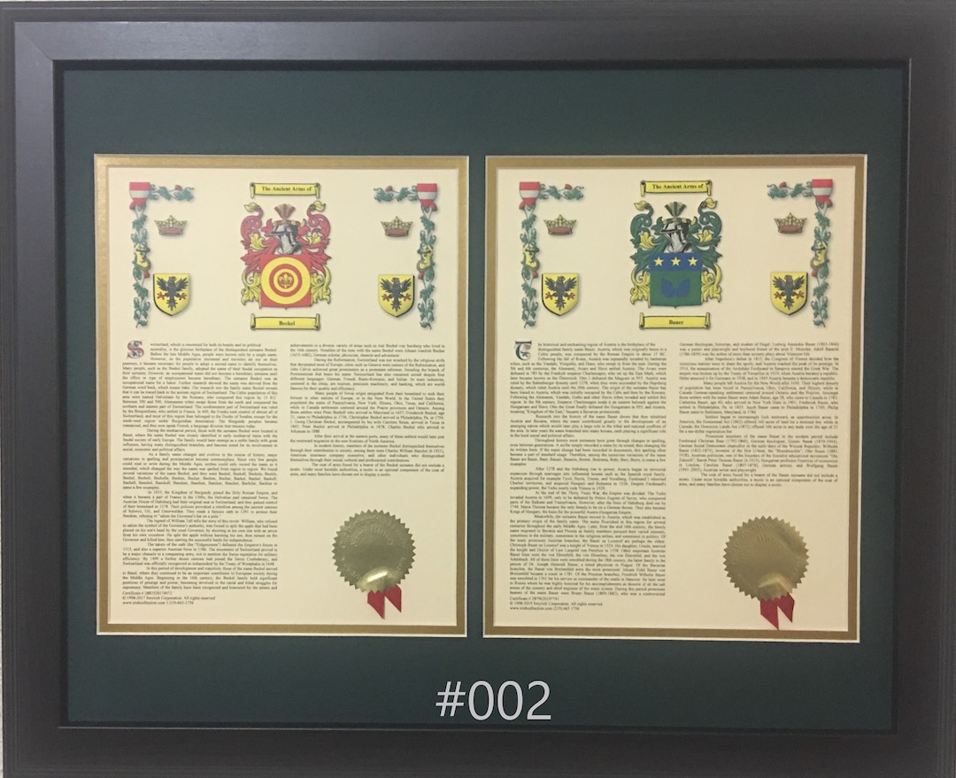Personalized Double Coat Arms Print - Family History Anniversary ...