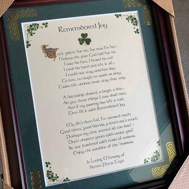 In Memory, Remembered Joy, Framed Blessing, Personalize With Name, Date ...