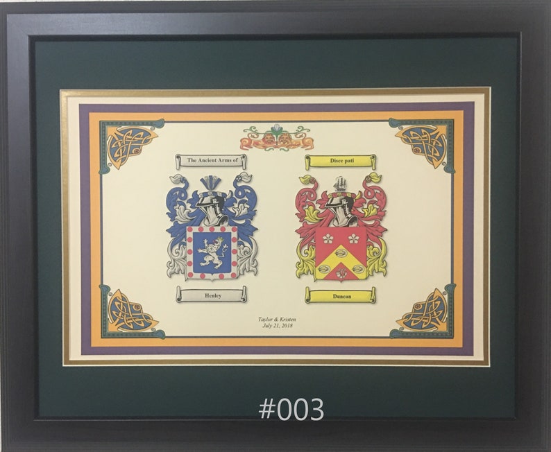 Wedding Coat of Arms, Double Crest Framed With Histories, Double Coat ...