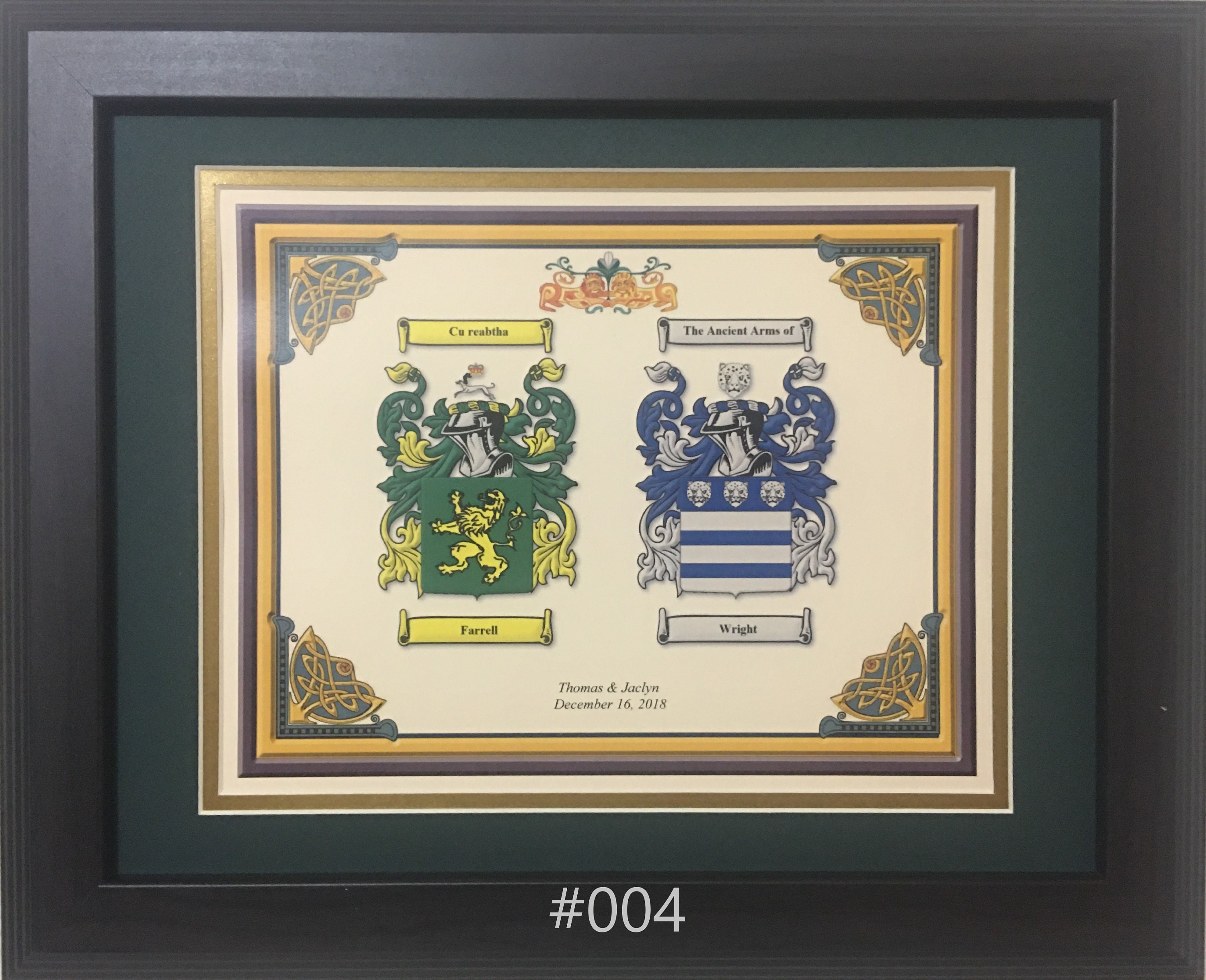 Double Family Coat of Arms Anniversary Wedding Gift Custom Heraldic ...
