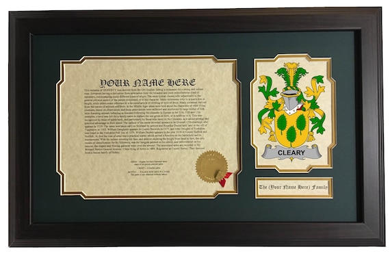 Cleary or O'clery Coat of Arms Last Names Surnames - Etsy