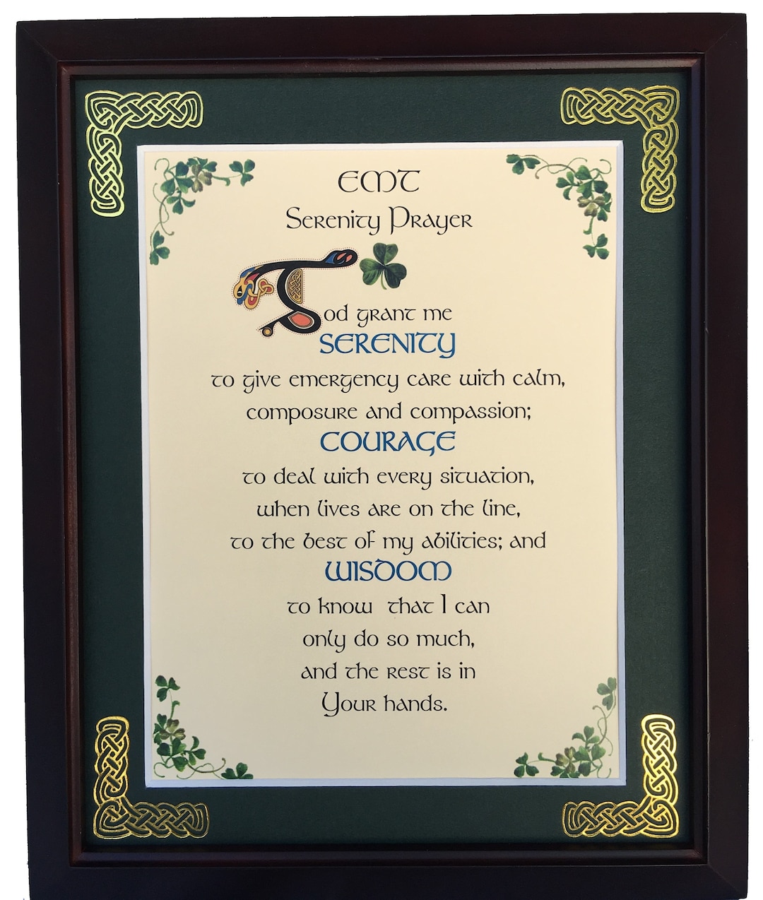 EMT Serenity Prayer, Framed Personalized Blessing - Etsy
