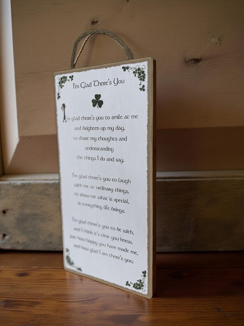 I'm Glad There's You - Irish Friendship Blessing - 5x10 Inch Hanging ...