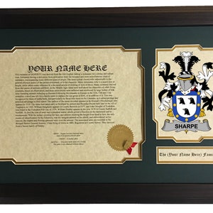 Sharpe Coat of Arms Last Names Surnames Family Names - Etsy