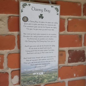 Danny Boy - Irish Song Lyrics - 5x10 Inch Hanging Rustic Wooden Plaque ...