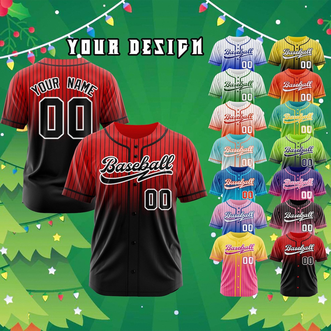 Custom Baseball Jersey Hipster Hip Hop Gradient Pinstripe Sports Shirt ...