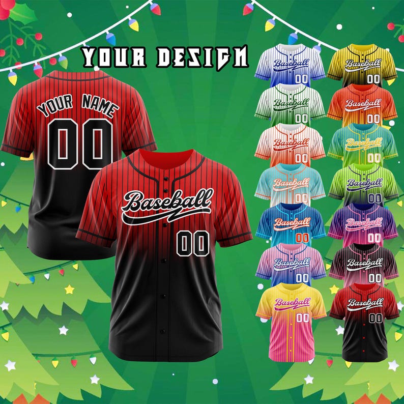 Custom Baseball Jersey Hipster Hip Hop Gradient Pinstripe Sports Shirt ...