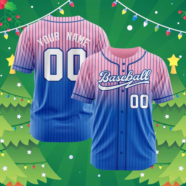 Custom Baseball Jersey Hipster Hip Hop Gradient Pinstripe Sports Shirt ...