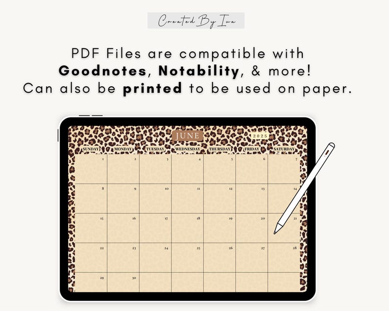 2025-2026 Digital Monthly Calendar | Cheetah Printable Calendar ...