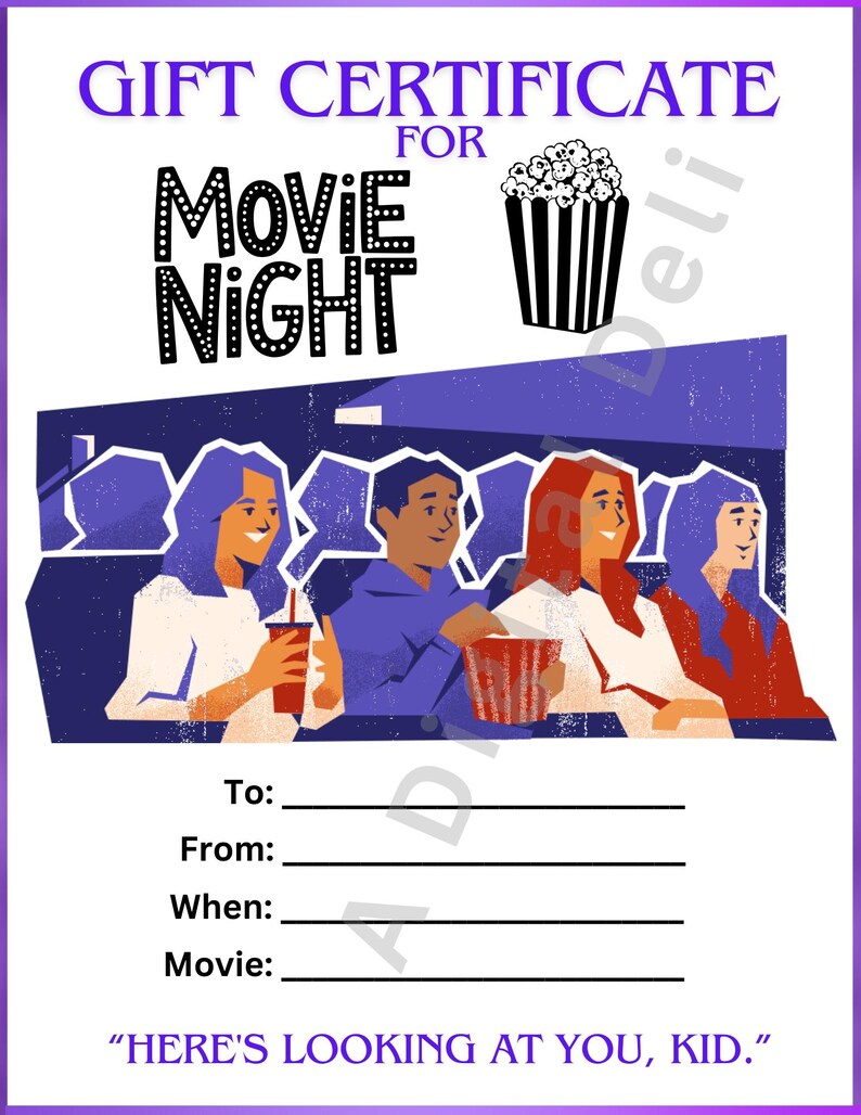 Gift Certificate for Movie Night - Etsy
