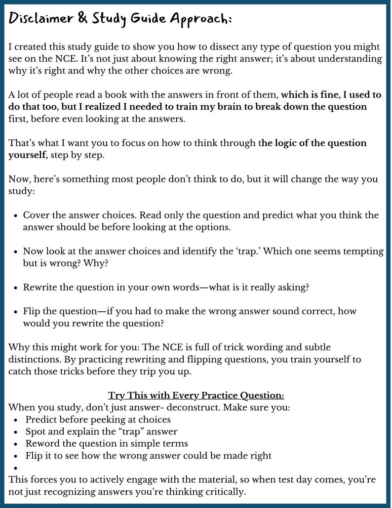 NCE Study Guide Dissecting the Application - Etsy