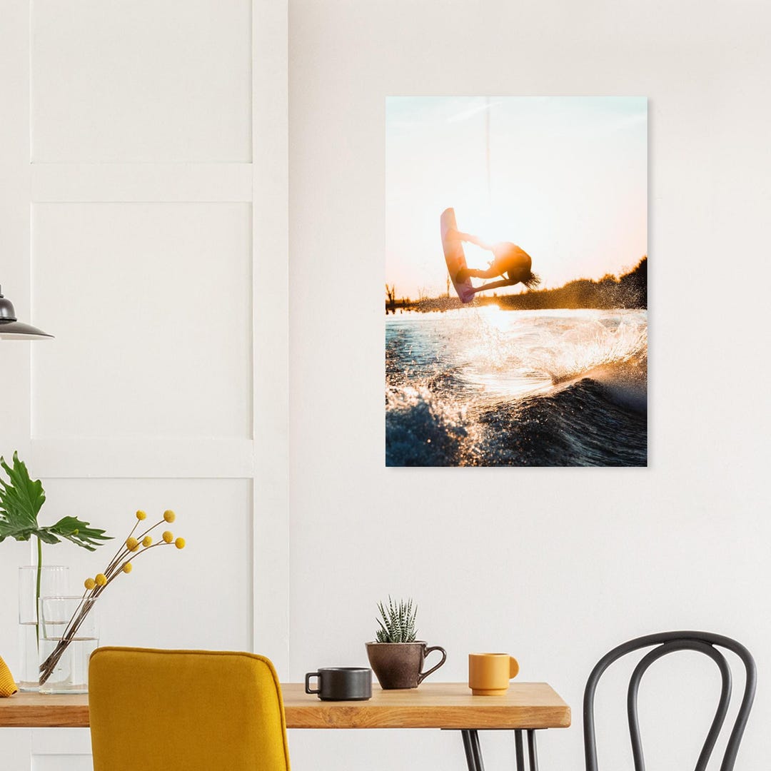 Ready to Frame Poster - Wakeboarding at Sunset Print | Action Sports ...