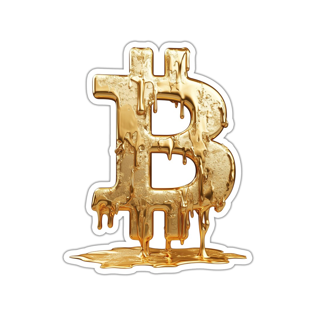 Gold Bitcoin Drip Sticker | BTC Logo Decal | Crypto Sticker ...
