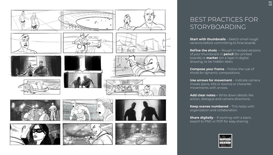 16:9 Storyboard Template - Sketch Style - Digital Download for ...