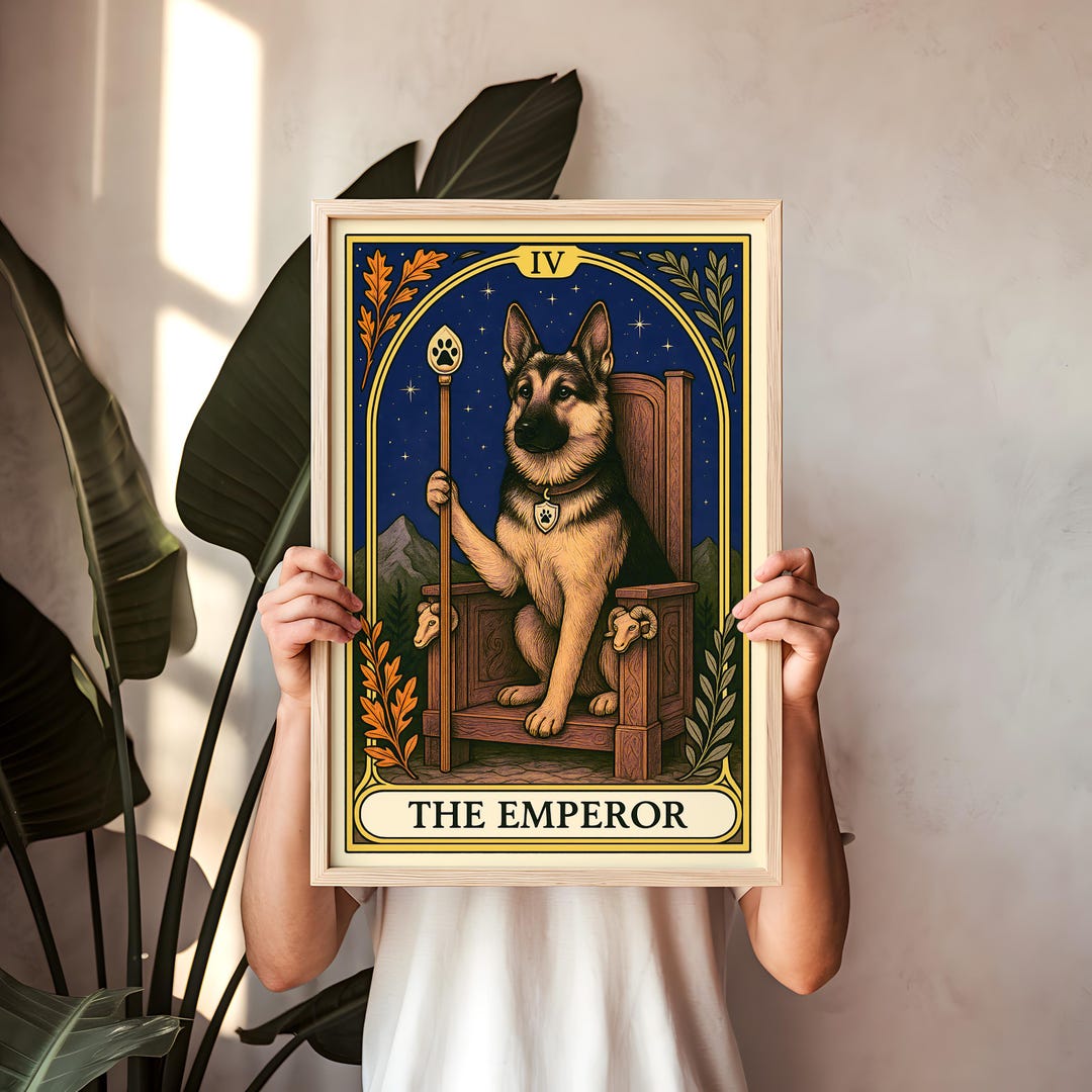 Dog Tarot Wall Art, the Emperor German Shepherd Print, Witchy Dark ...