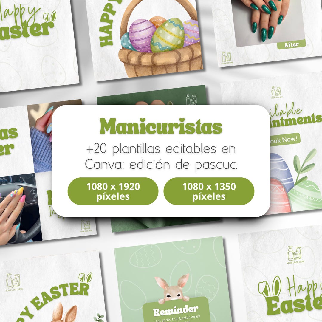 Spanish Canva Templates | Plantillas Canva De Pascua Para Manicuristas ...