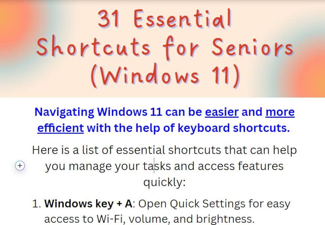 The ESSENTIAL Windows 11 Keyboard Shortcuts for Seniors -- Unleash the ...