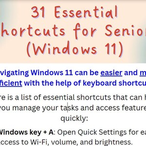 The ESSENTIAL Windows 11 Keyboard Shortcuts for Seniors -- Unleash the ...
