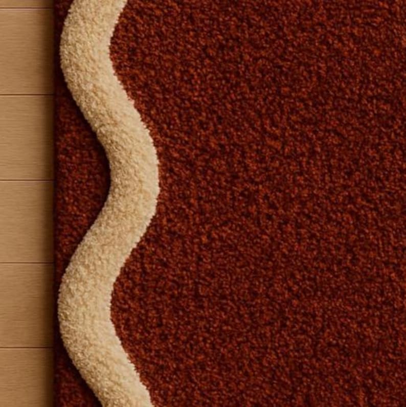 Hand-tufted Wavy Border Wool Rug, Minimalist Design - Etsy